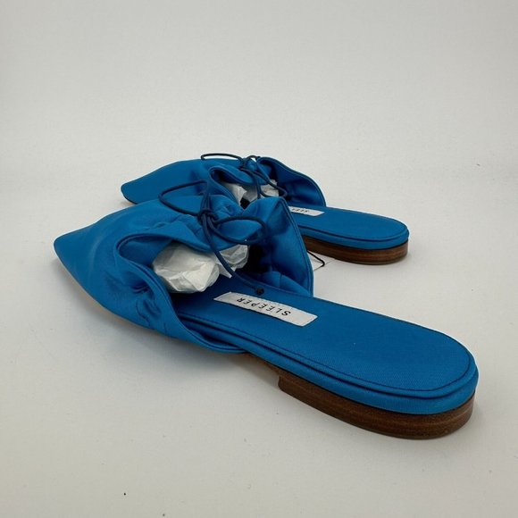 Sleeper | Shoes | Sleeper Womens Satin Puff Slippers Abyss Blue Slipon ...